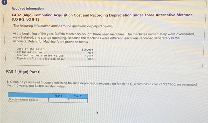 Solved Required information PA9-1 (Algo) Computing | Chegg.com