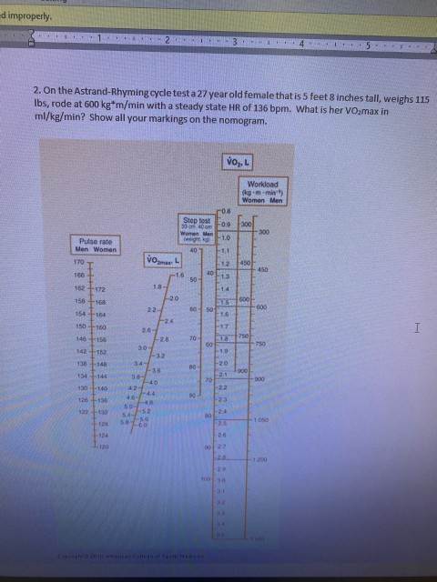 1. On the YMCA cycle test a 30 year old male that is | Chegg.com