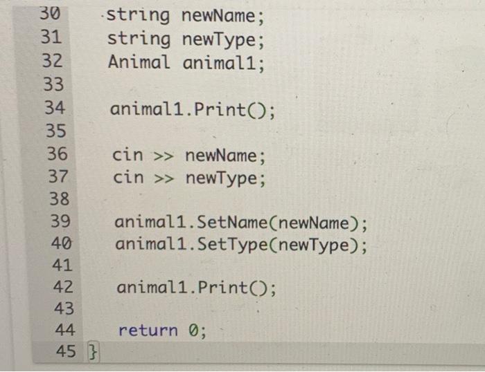 Solved In the class definition, initialize the data members, | Chegg.com
