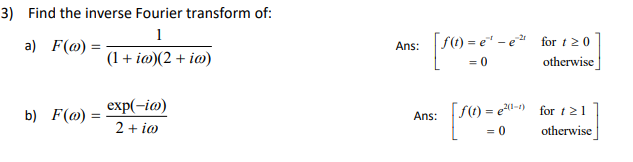 Solved Find the inverse Fourier transform | Chegg.com