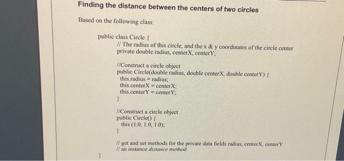 Solved inding the distance between the centers of two | Chegg.com