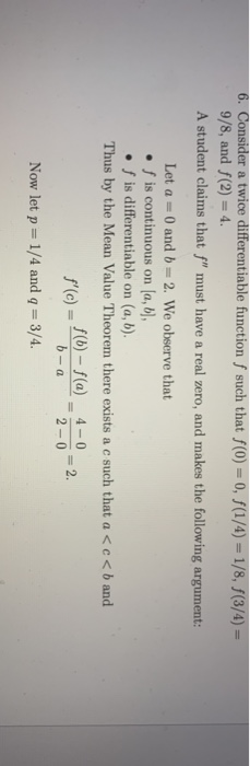 Solved 6. Consider a twice differentiable function f such | Chegg.com