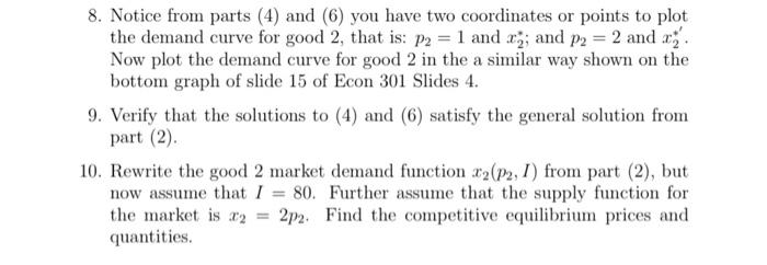 Consider the following consumer problem (here we are | Chegg.com