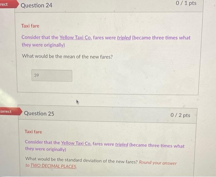 Solved Use the information below for the Taxi fare questions | Chegg.com