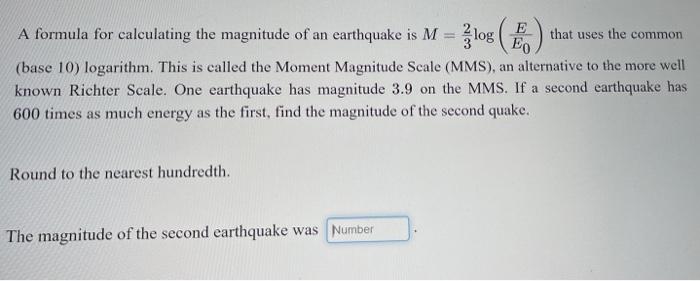Solved A formula for calculating the magnitude of an | Chegg.com