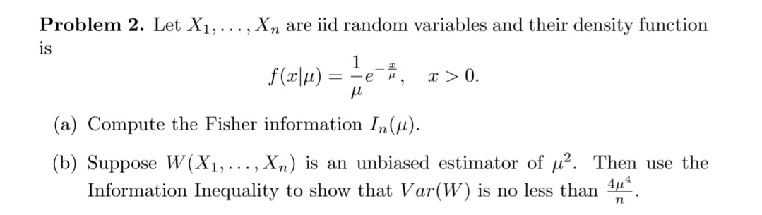 Solved Problem 2. ﻿Let x1,dots,xn ﻿are iid random variables | Chegg.com