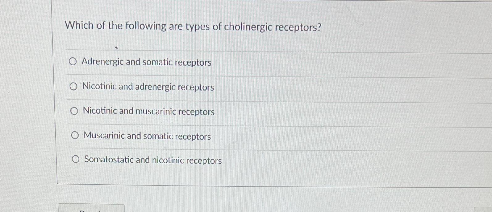Solved Which of the following are types of cholinergic | Chegg.com