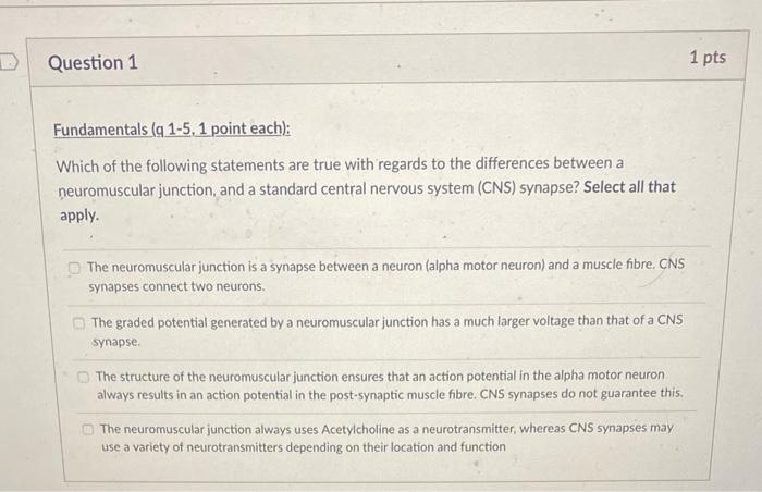 Solved Fundamentals (q 1-5, 1 point each): Which of the | Chegg.com