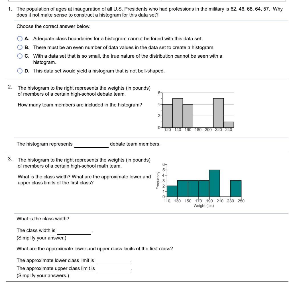 Solved 1. The population of ages at inauguration of all U.S. | Chegg.com