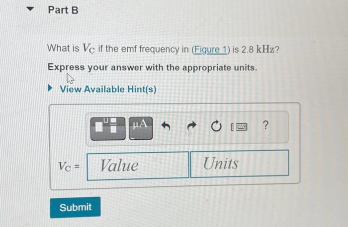 Solved What is VR if the emf frequency in (Figure 1) is | Chegg.com