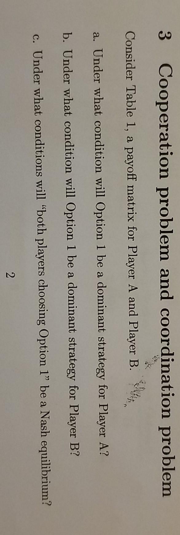 Solved 3 Cooperation problem and coordination problem | Chegg.com