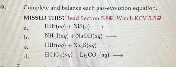 Solved Complete and balance each gas-evolution equation. | Chegg.com