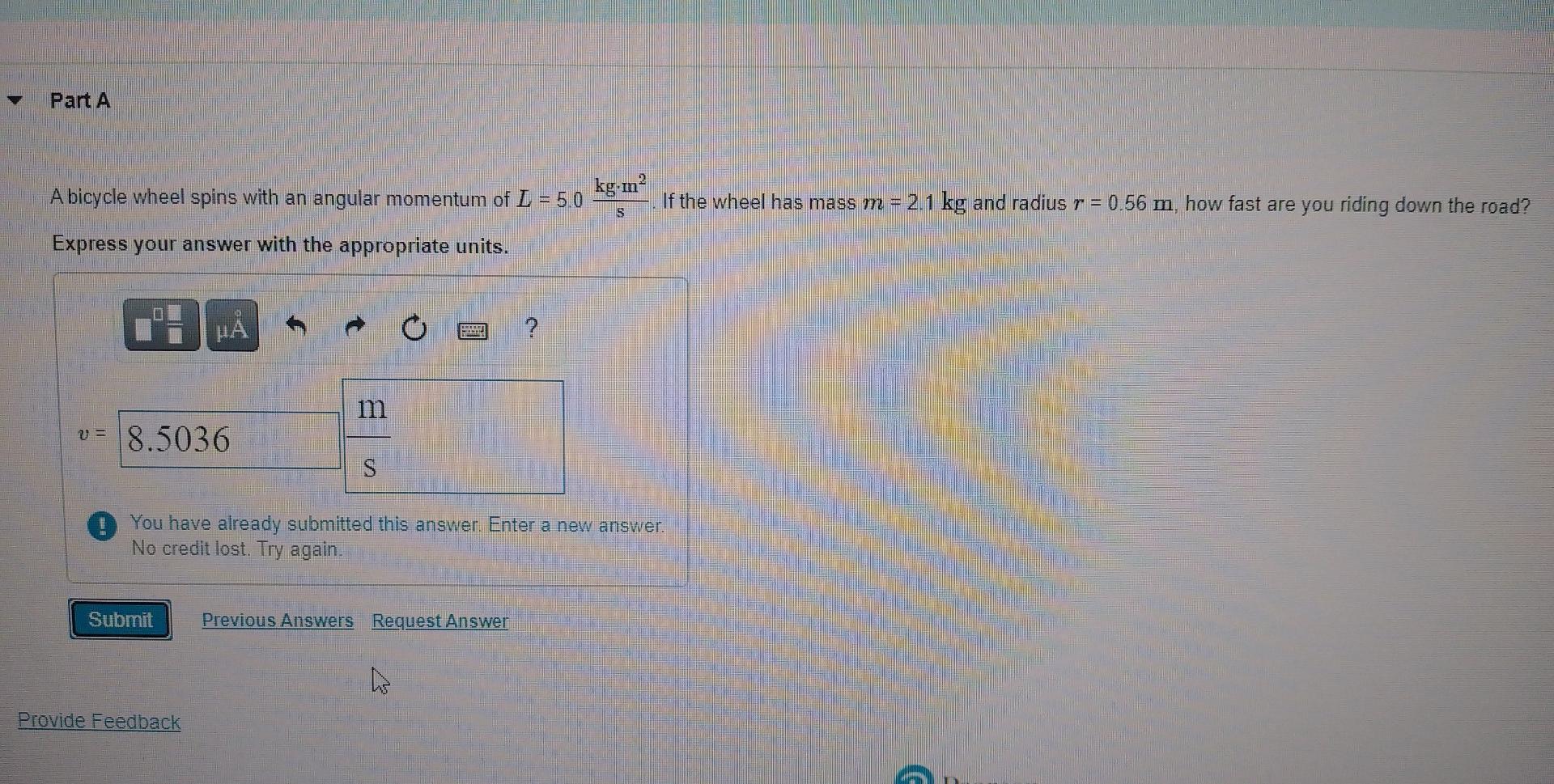 Solved Part A A bicycle wheel spins with an angular momentum | Chegg.com