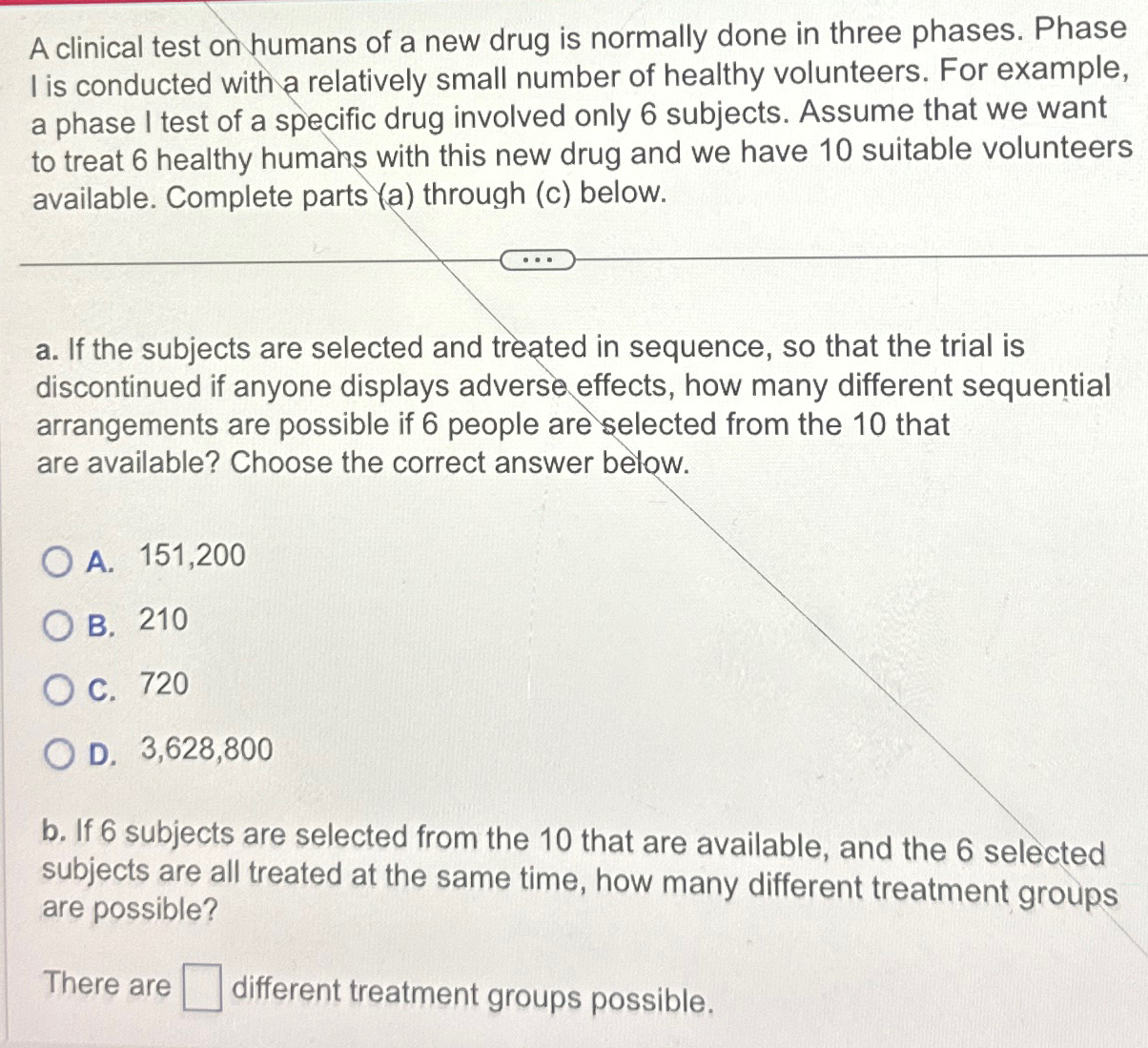 Solved A clinical test on humans of a new drug is normally | Chegg.com