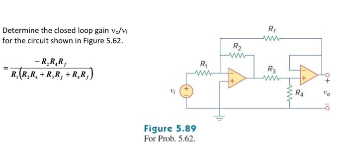 Determine the closed loop gain v0/vi for the circuit | Chegg.com