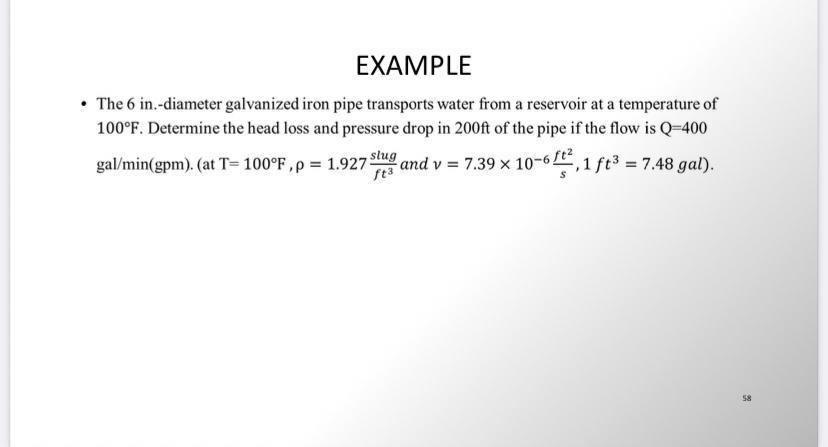 Solved EXAMPLEThe 6 ﻿in.-diameter galvanized iron pipe | Chegg.com