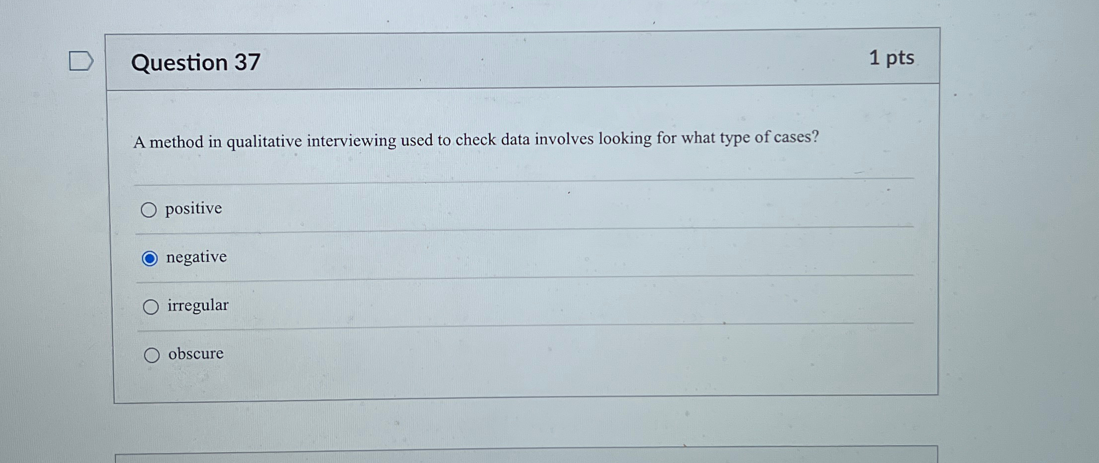 Solved Question 371ptsA method in qualitative interviewing | Chegg.com