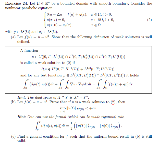 Solved Exercise 24 . ﻿Let ΩinRn ﻿be a bounded domain with | Chegg.com