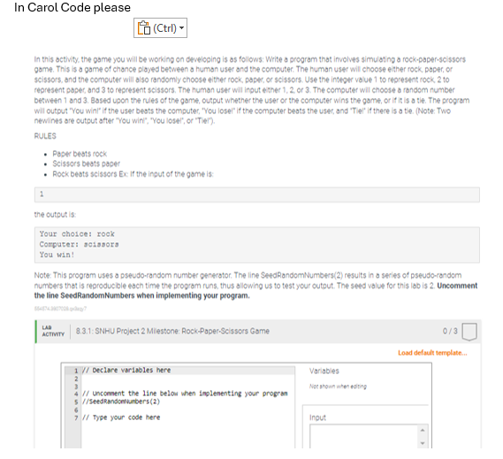 Solved In Carol Code please | Chegg.com