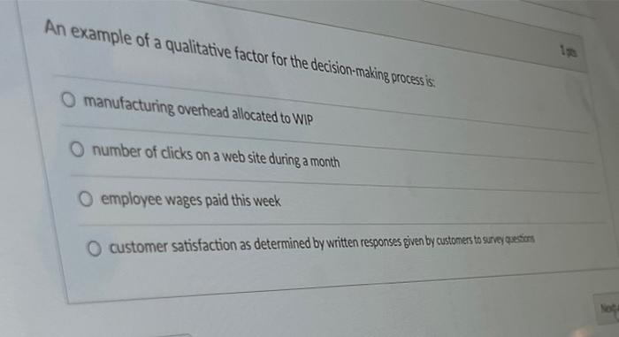 Solved An example of a qualitative factor for the | Chegg.com