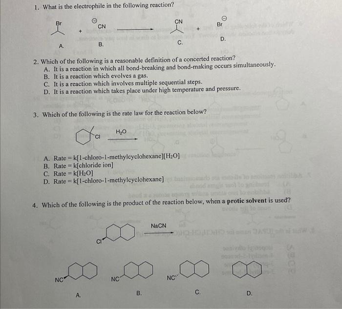 Solved 1. What is the electrophile in the following | Chegg.com