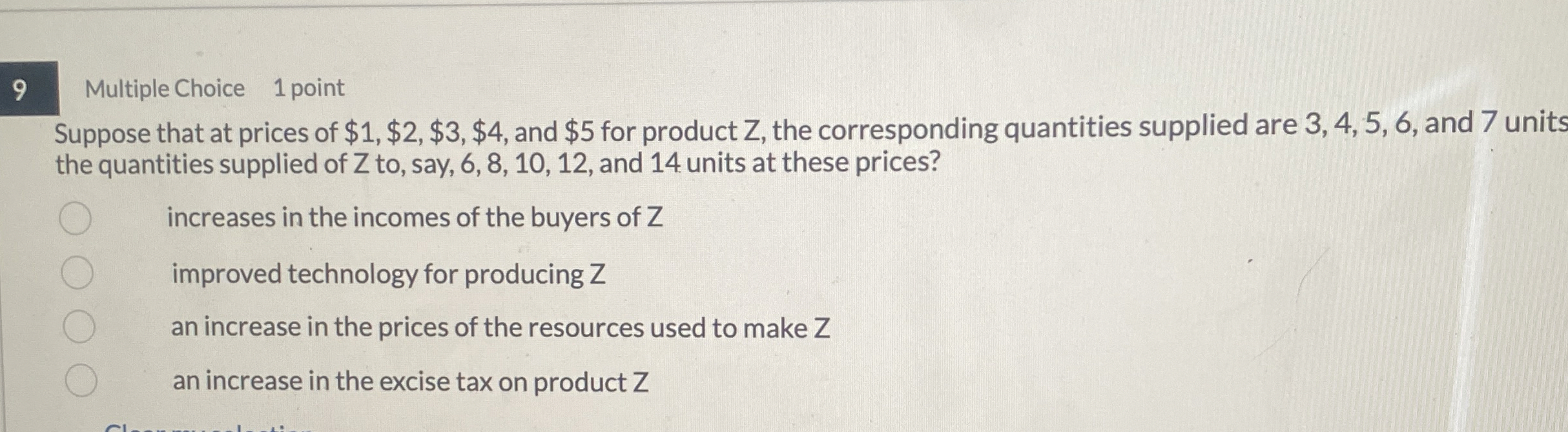 9Multiple Choice 1 ﻿pointSuppose that at prices of | Chegg.com