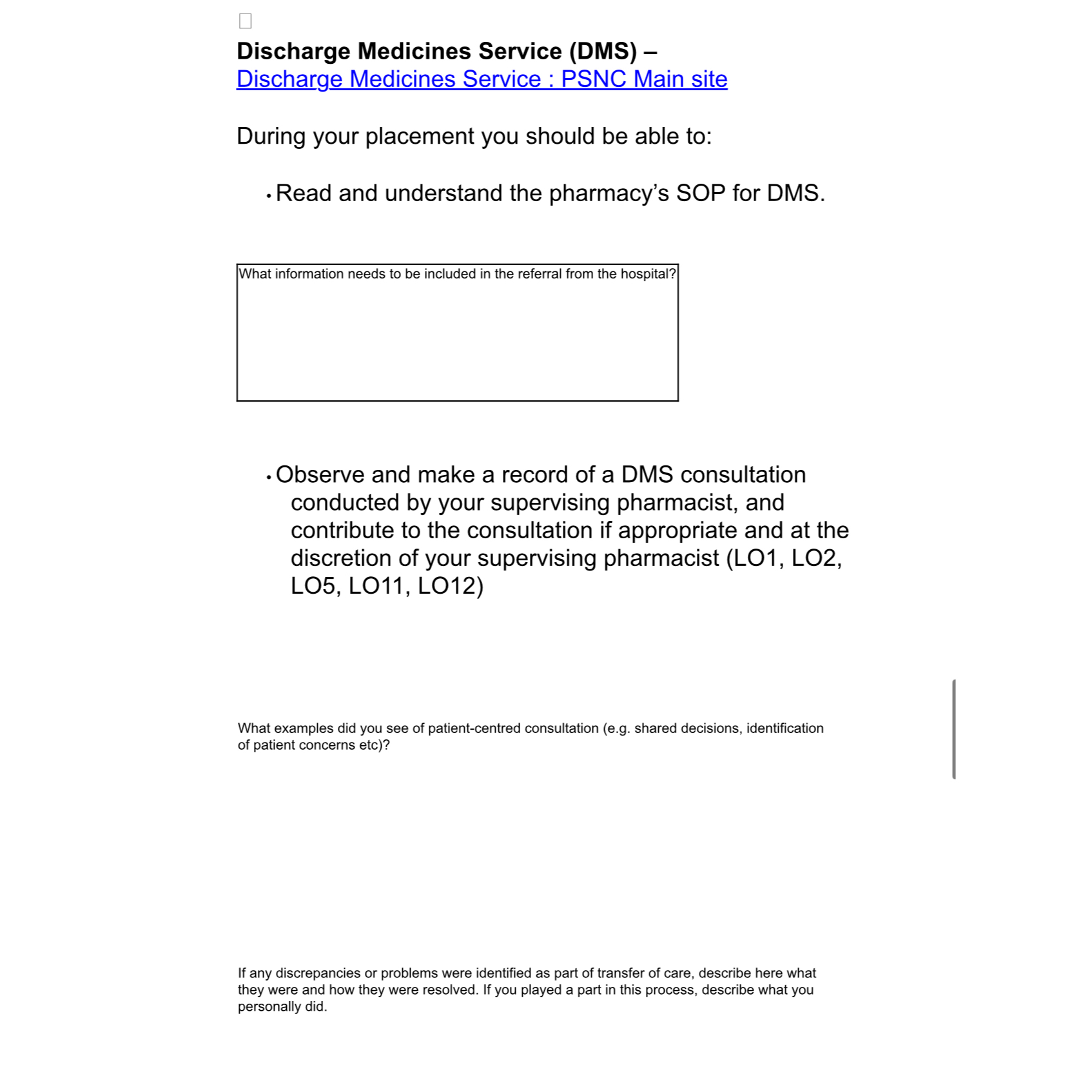 Solved Discharge Medicines Service (DMS) -Discharge | Chegg.com