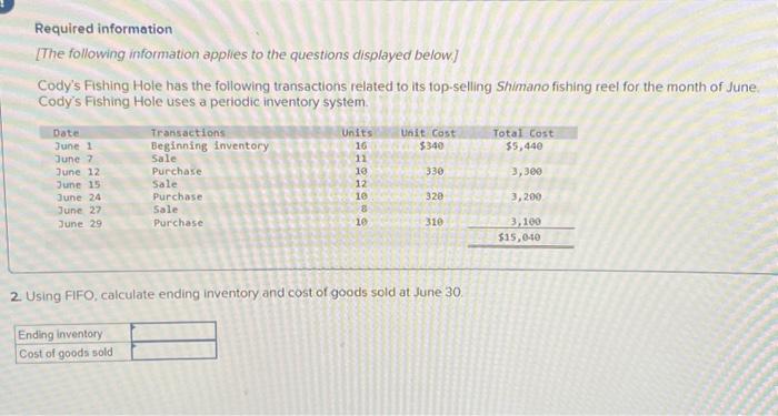 Solved Using FIFO, calcuate ending inventory and cost of | Chegg.com