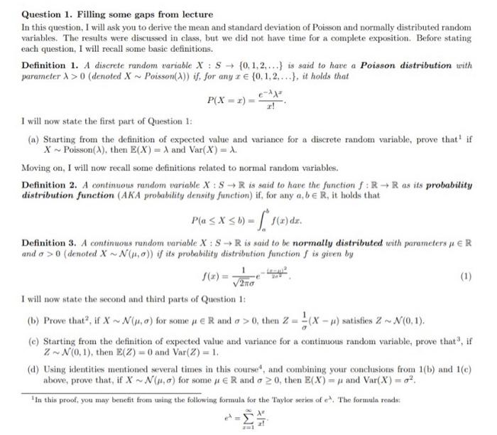Solved Question 1. Filling some gaps from lecture In this | Chegg.com