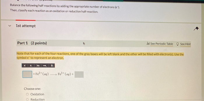 Solved Balance the following half-reactions by adding the | Chegg.com