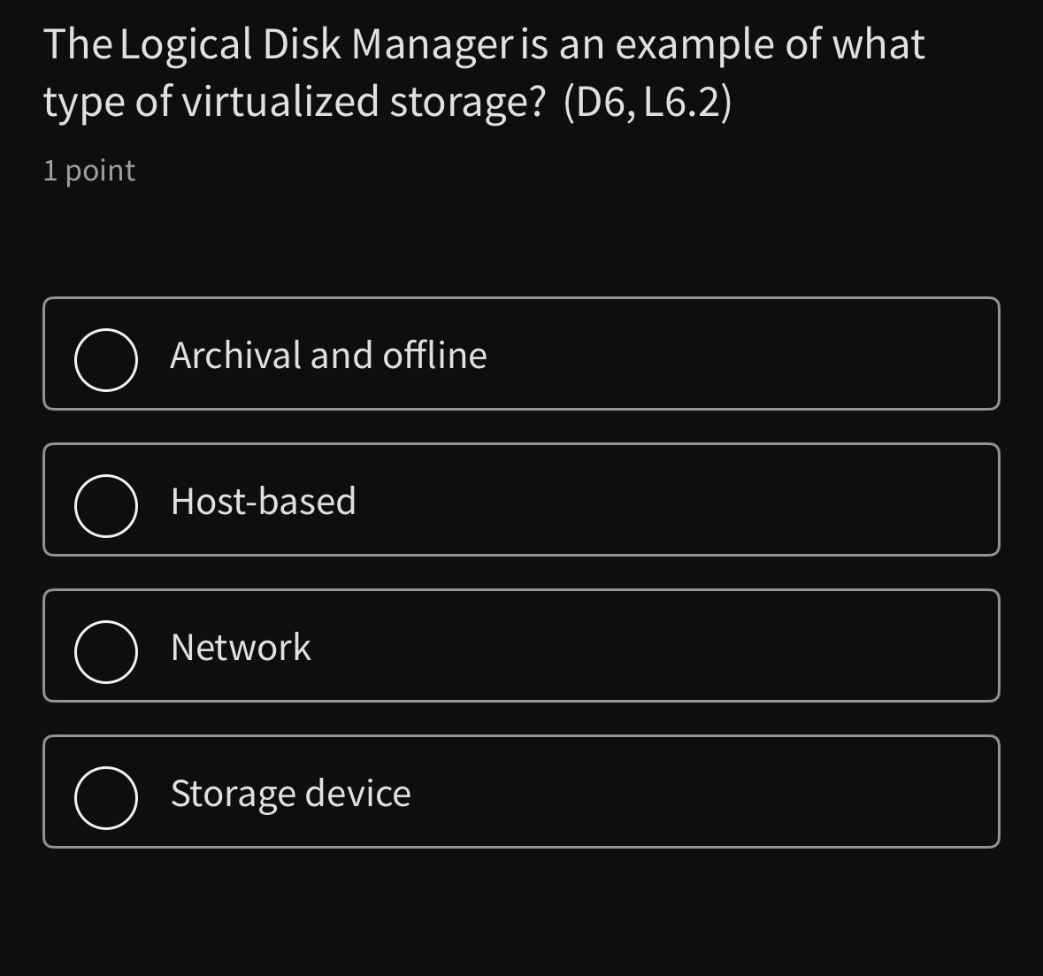 Solved The Logical Disk Manager is an example of what type | Chegg.com