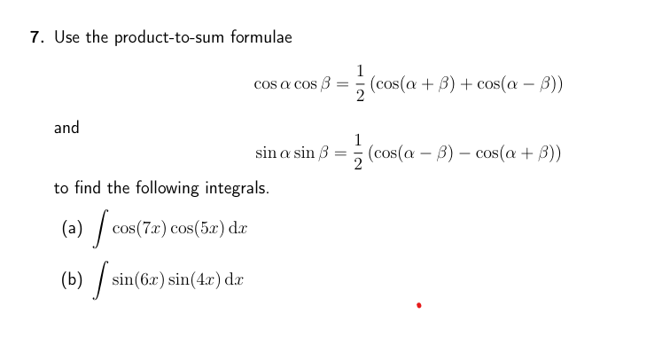 Solved Use the product-to-sum | Chegg.com
