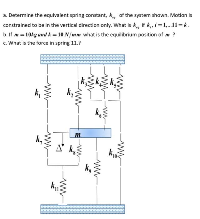 a. Determine the equivalent spring constant, keq of | Chegg.com