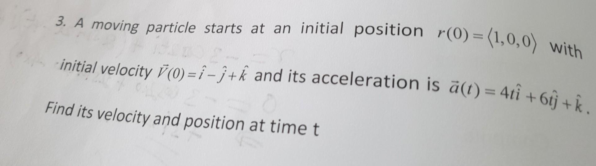 Solved 3. A moving particle starts at an initial position | Chegg.com