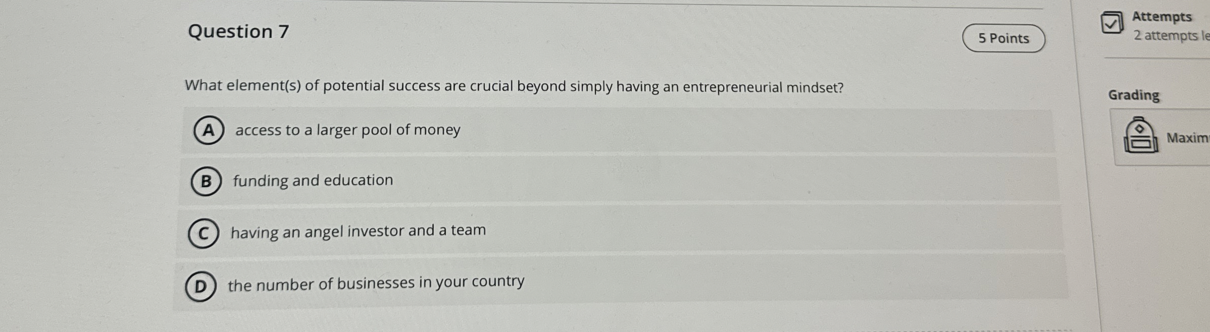 Solved Question 7Attempts5 ﻿Points2 ﻿attempts leWhat | Chegg.com