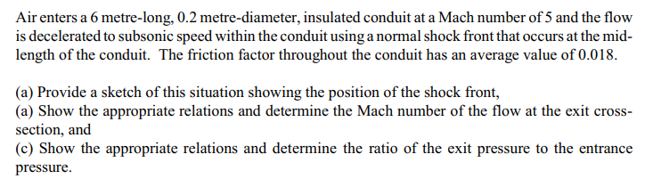 Solved Fanno and normal shock hybrid question. | Chegg.com