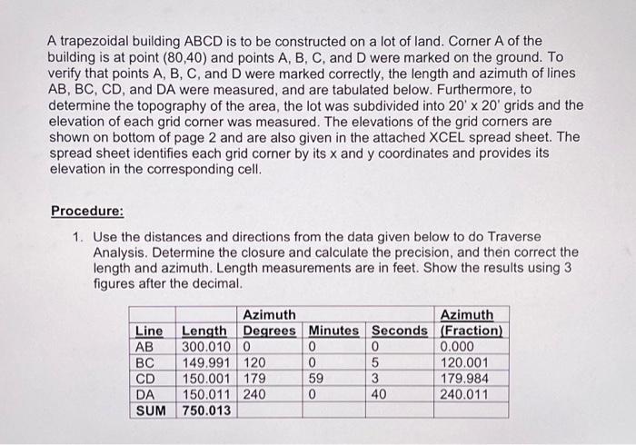 Solved A trapezoidal building ABCD is to be constructed on a | Chegg.com