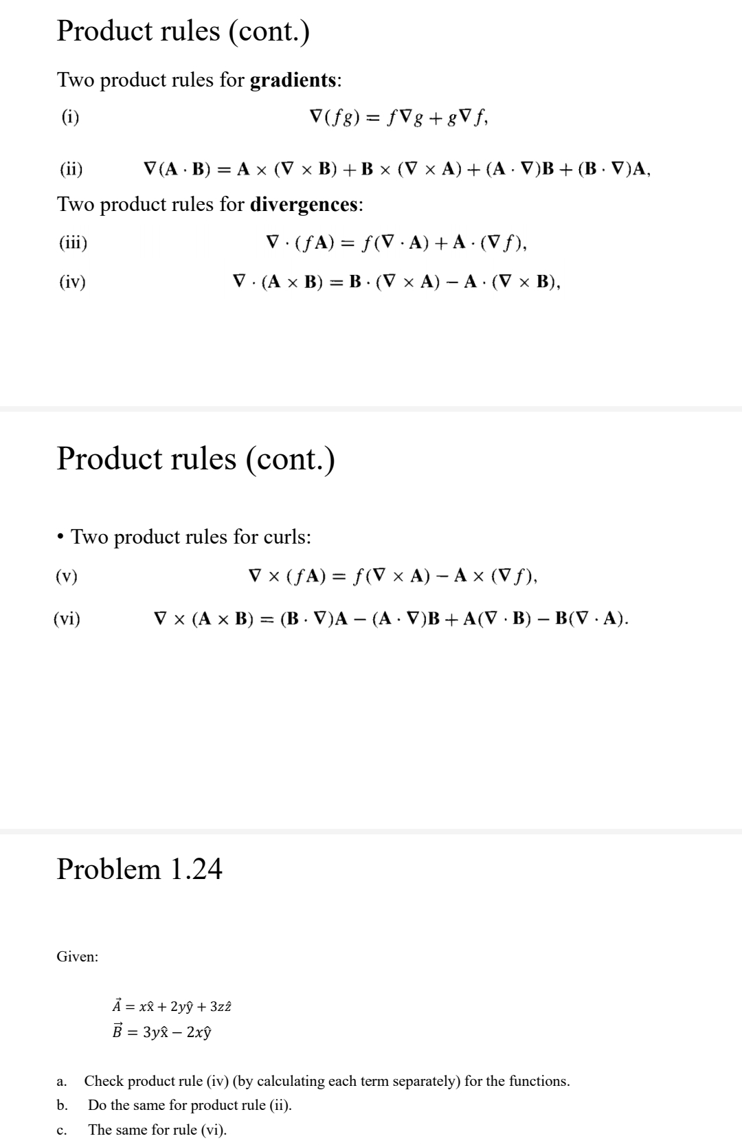 Solved solve p1.24Product rules (cont.)Two product rules for | Chegg.com