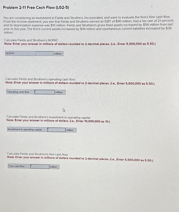 Solved Problem 2-11 Free Cash Flow (LG2-5) You are | Chegg.com
