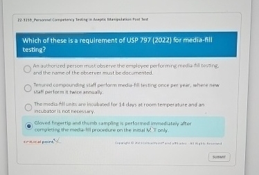 Solved Which of these is a requirement of USP 797 (2022) | Chegg.com