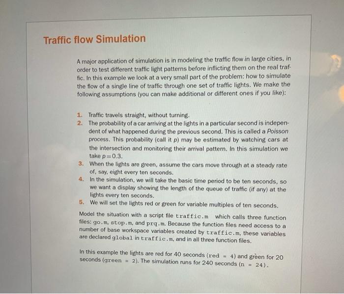 Solved Traffic flow Simulation A major application of | Chegg.com