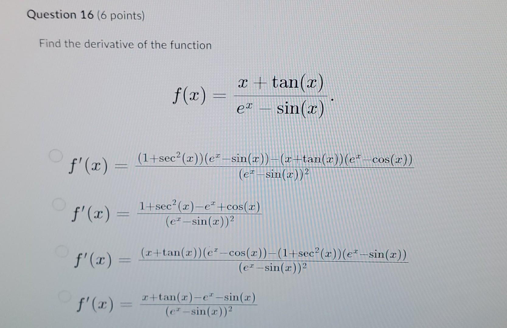 Solved Find the derivative of the function | Chegg.com