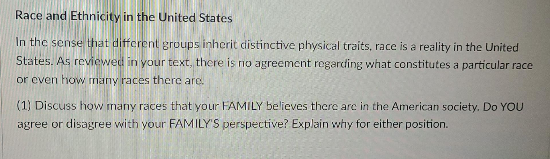 Solved Race and Ethnicity in the United States In the sense | Chegg.com
