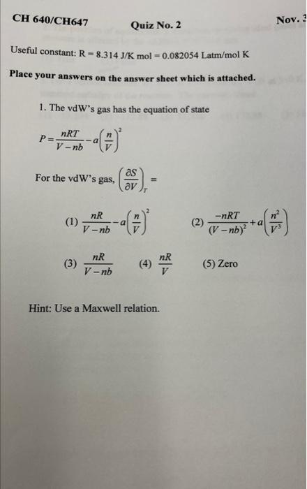Solved iseful constant: R=8.314 J/Kmol=0.082054Latm/molK | Chegg.com