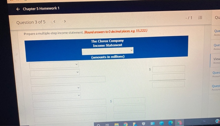 Solved + Chapter 5 Homework 1 -11 TII Qu Question 3 of 5 | Chegg.com
