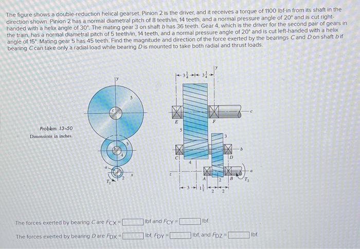 Solved The figure shows a double-reduction helical gearset. | Chegg.com