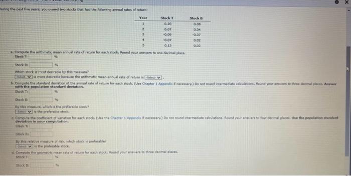 Solved Compute the arithmetic mean annual rate of return for | Chegg.com