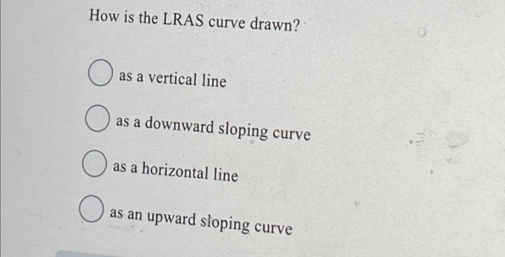 Solved How is the LRAS curve drawn?as a vertical line as a | Chegg.com