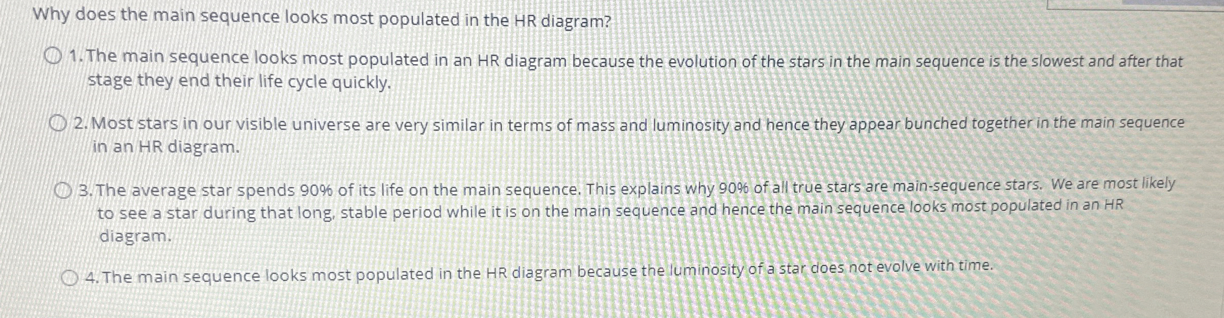 Solved Why does the main sequence looks most populated in | Chegg.com