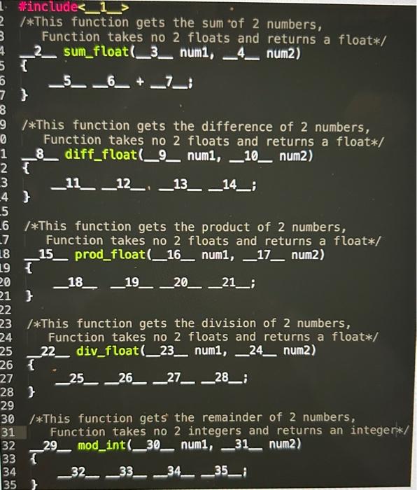 Solved Function takes no 2 floats and returns a float*/ 212 | Chegg.com